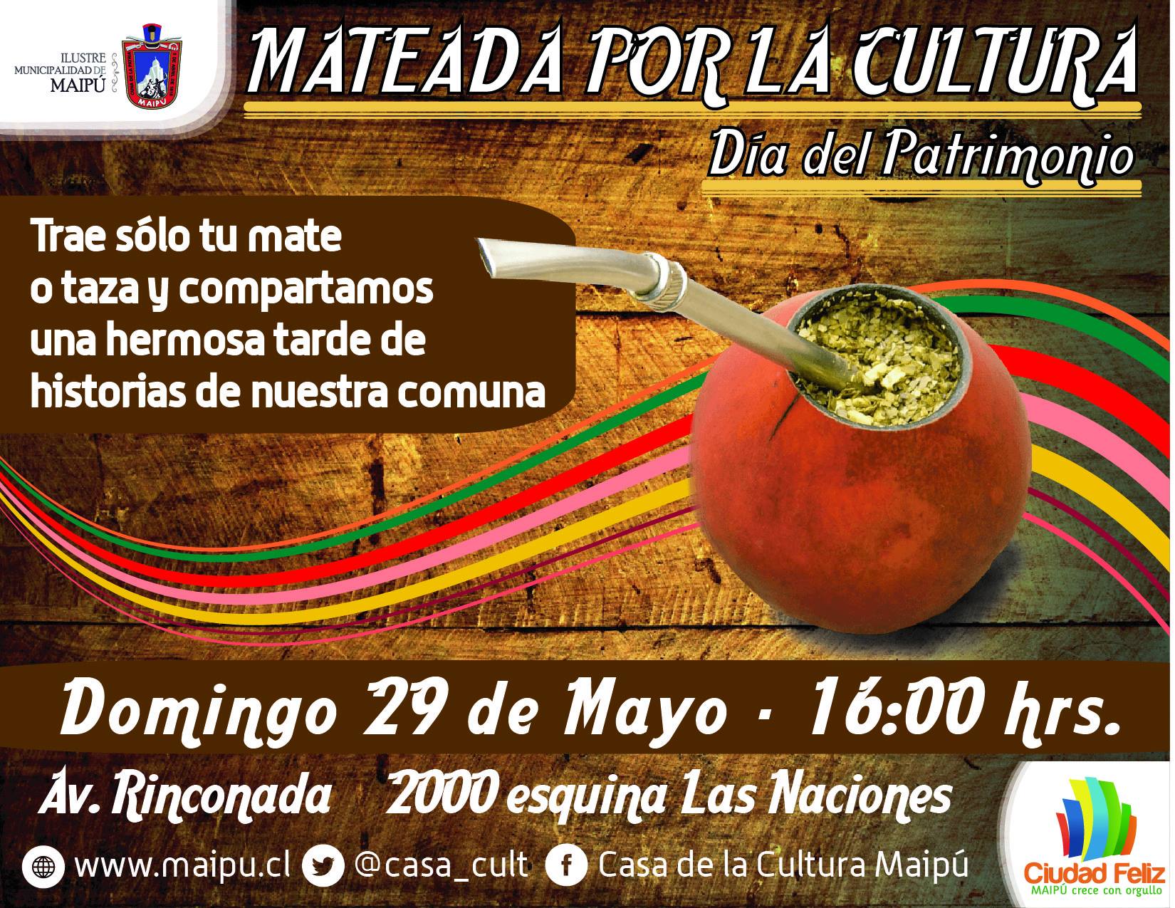 Casa de la Cultura de Maipú invita a mateada por la cultura, hoy domingo